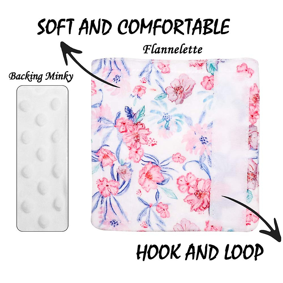 Baby Car Seat Belt Covers, Floral Stroller Seat Strap Covers, Car Seat Straps Shoulder Pads for Girls Boys, Mink Seat Belt Protectors for Car Seats/Pushchair, for Kids Newborn Infants Toddlers