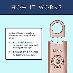 She’s Birdie–The Original Personal Safety Alarm for Women by Women–130dB Siren, Strobe Light and Key Chain in 7 Pop Colors (Metallic Rose)