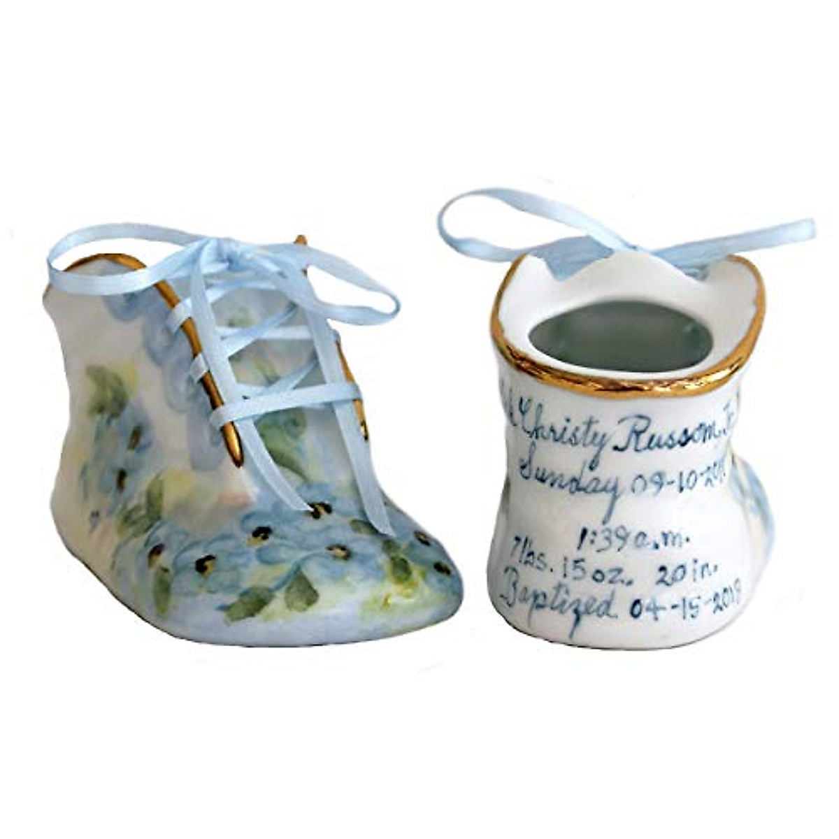 Porcelain Baby Shoe - Baptism or Christening - 100% Hand Painted Ceramic Baby Shoe Keepsake- Baby Dedication