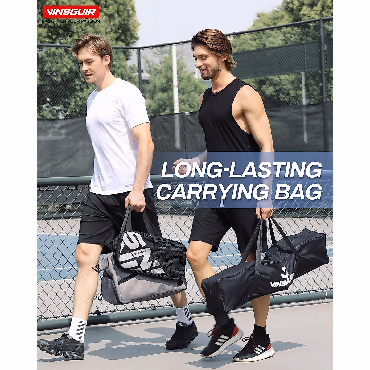 VINSGUIR Portable Pickleball Net, Pickleball Nets Designed for All Weather Conditions with Steady Metal Frame and Strong PE Net, Regulation Size Net with Carrying Bag