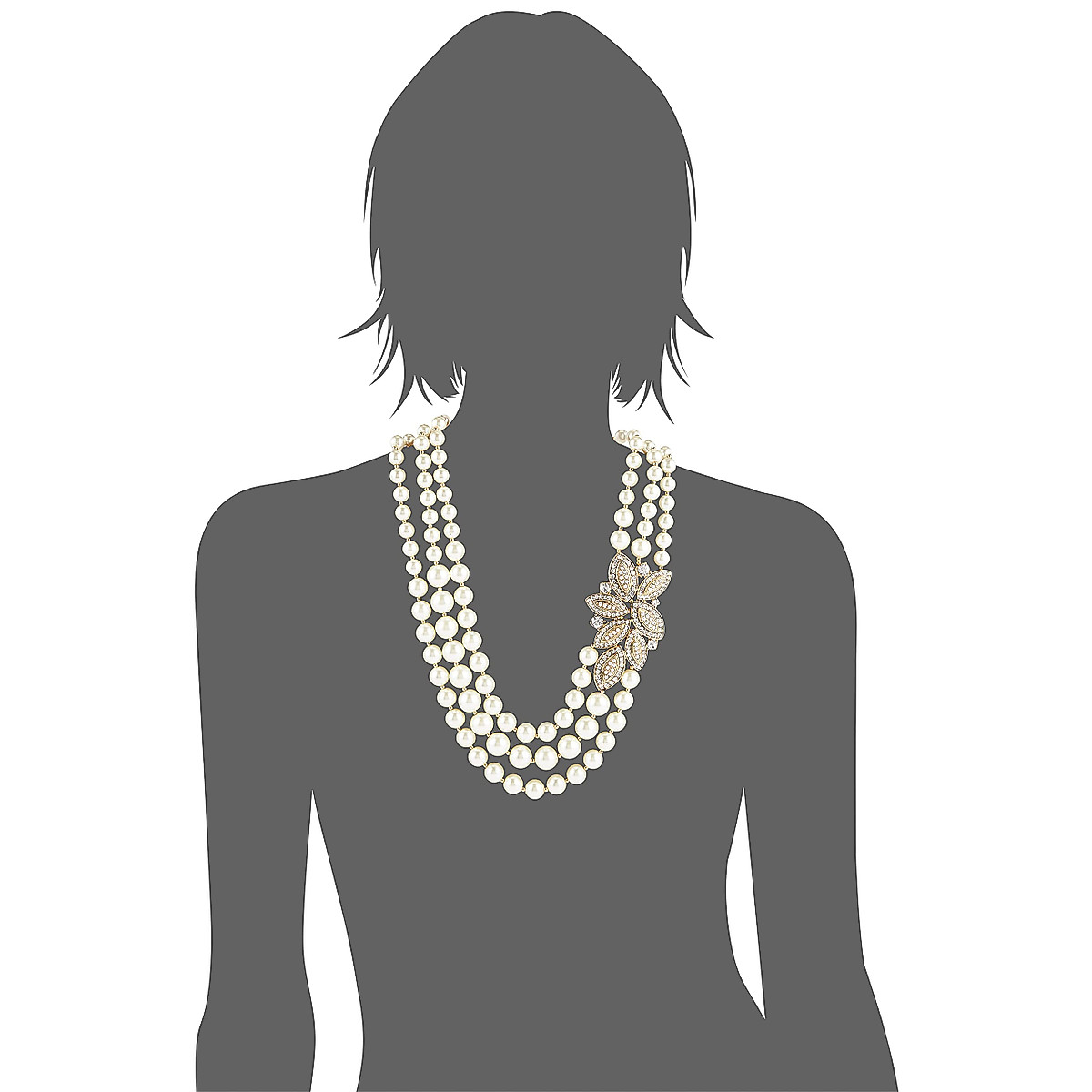 Anne Klein Women's Gold-Tone Blanc Pearl Torsade Strand Necklace, Gold/White, 0