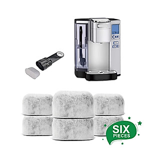 Pack of 6 Replacement Charcoal Water Filters By Housewares Solutions for Keurig Brewers - Keurig Compatible Water Filter Cartridges Universal Fit (NOT CUISINART) for Keurig 2.0 & 1.0 Coffee Makers