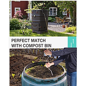 EJWOX Compost Aerator Tool - Manual Compost Turner and Mixing Tool for Outdoor Compost Tumbler Bins,Stainless Steel Rotating Compost Turning Tool