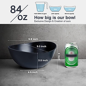 ECOHAGOU 9.6'' Serving Bowls, 84oz Bamboo Fiber Salad Bowls Set of 4, Large Bowls for Kitchen, Deep Oval Bowls for Salad, Vegetable, Fruit,Pasta,Ramen, Lightweight&Easy to Clean (Matte Black)