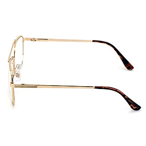 V.W.E. Metal Clear Len Glasses - Big Lens Spring Hinge Square Fashion Gold Gunmetal (Gold)