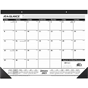 AT-A-GLANCE 2023 Desk Calendar, Desk Pad, 21-3/4" x 17", Large, Ruled Blocks, Monthly (SK2400)