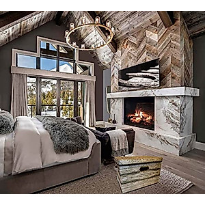 KB X-Large Extra Large Collapsible Fabric Storage Bin with Lid, Foldable Storage Basket, Stackable Box Organizer Container for Closet, Office, Bedroom, Living Room (Set of 5 Bins, Reclaimed Wood)