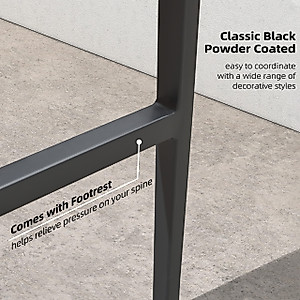 PURPLE LEAF Counter Height Bar Stool Set of 2 Modern Aluminum Rattan Wicker Outdoor Barstools with Backrest and Cushion for Kitchen Lawn Pool Bar Chairs Dark Grey