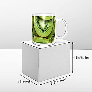 BAFAFA Slices of Fresh Ripe Green Kiwi Printed Coffee Mugs Porcelain Coffee Cups With Handle Insulated Coffee Glass Ceramic Mugs for Tea Latte Cappuccino Cocoa