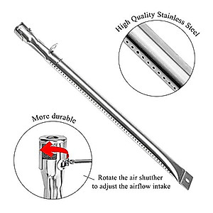 Hisencn Repair Parts for Chargriller 5050, 3001, 5650, 3008, 3030, 4000, King Griller Gas Grill, Stainless Grill Burner Tube, Heat Plate Shield Tent, Hanger Brackets, Electronic Ignitor Replacement