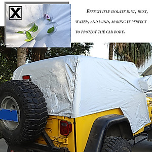RT-TCZ Car Rain Snow Sunshade Cover Accessories for 1997-2006 Jeep Wrangler TJ Windproof Dustproof Scratch Resistant Outdoor UV Protection Auto Cover
