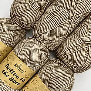 Cotton to The Core Knit & Crochet Yarn, Soft for Babies, (Free Patterns), 6 skeins, 852 yards/300 Grams, Light Worsted Gauge 3, Machine Wash (Mocha Brown)
