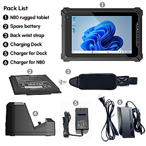 Rugged Windows Tablet with Barcode Scanner, 8" IP65 Enterprise Inventory Tablet Equip with N4680 Scan Engine 1D 2D Barcode Scanning, NFC Reader, 4G WiFi Pad Scanner with Charging Dock
