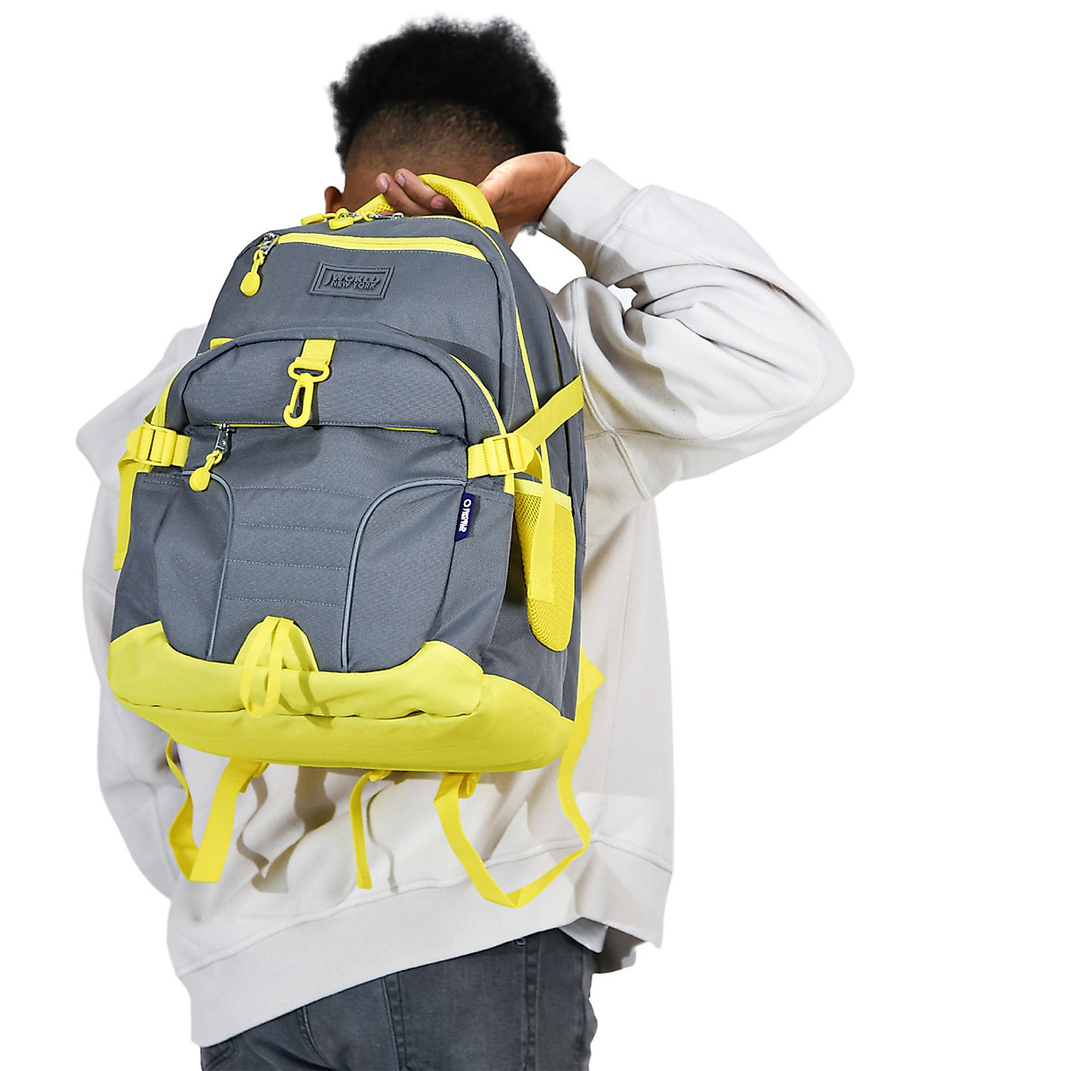 J World New York Atom Multi-Compartment Laptop Backpack, Palm Leaves, 18.5 X 13 X 7.5 (H X W X D)