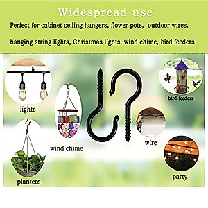 Bunhum Screw Hooks for Hanging Outdoor Lights, Q-Hanger Ceiling Hooks for Outdoor String Lights, Screw-in Eye Wall Hooks for Handing Plant Christmas Light Cup Led Wire Wind Chimes (Pack of 20)