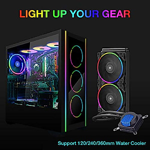 CP3 120mm Fan 3 in 1 Kit Upgrade,12cm RGB LED Computer Case Fan - PWM Cooling Fan - Dual Light Loop Quiet Fan/Multiple Light Modes for PC Case