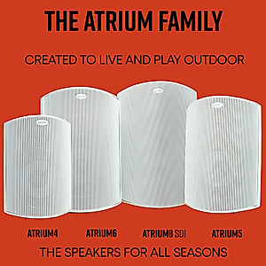 Polk Audio Atrium 4 Outdoor Speakers with Bass Reflex Enclosure | 4 Speaker Pack (2 Pairs, White) - All-Weather Durability | Broad Sound Coverage | Speed-Lock Mounting System | 2 Pairs (White)