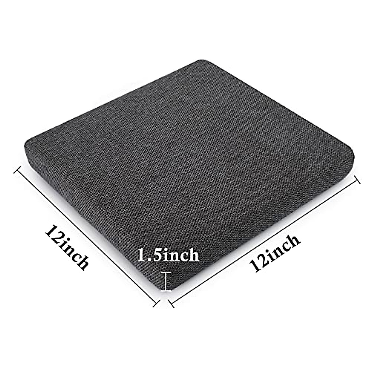 Tromlycs Bar Stool Seat Cushion Square with 4 Velcro Straps Slip Resistant Textured Fabric Indoor Outdoor Small Metal 12x12 Inches Chair Cushion Stool Cover - Black Gray (1 Pack)