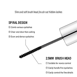 Mini Brush Mascara, For short and sparse eyelashes，Lengthening and Thick, Volume, Long Lasting, Waterproof & Smudge-Proof, All Day Full（1 Pcs）
