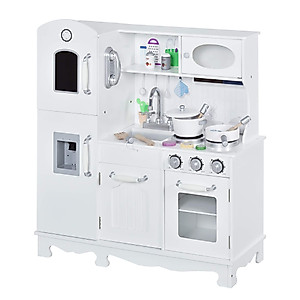 Qaba Large Kids Kitchen Playset with Telephone, Water Dispenser Simulation Cooking Set