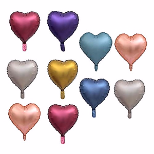 10pcs Heart Foil Balloons Helium Mylar Balloons Party Balloons for Wedding Baby Shower Birthday Decoration 10inch - Colorful