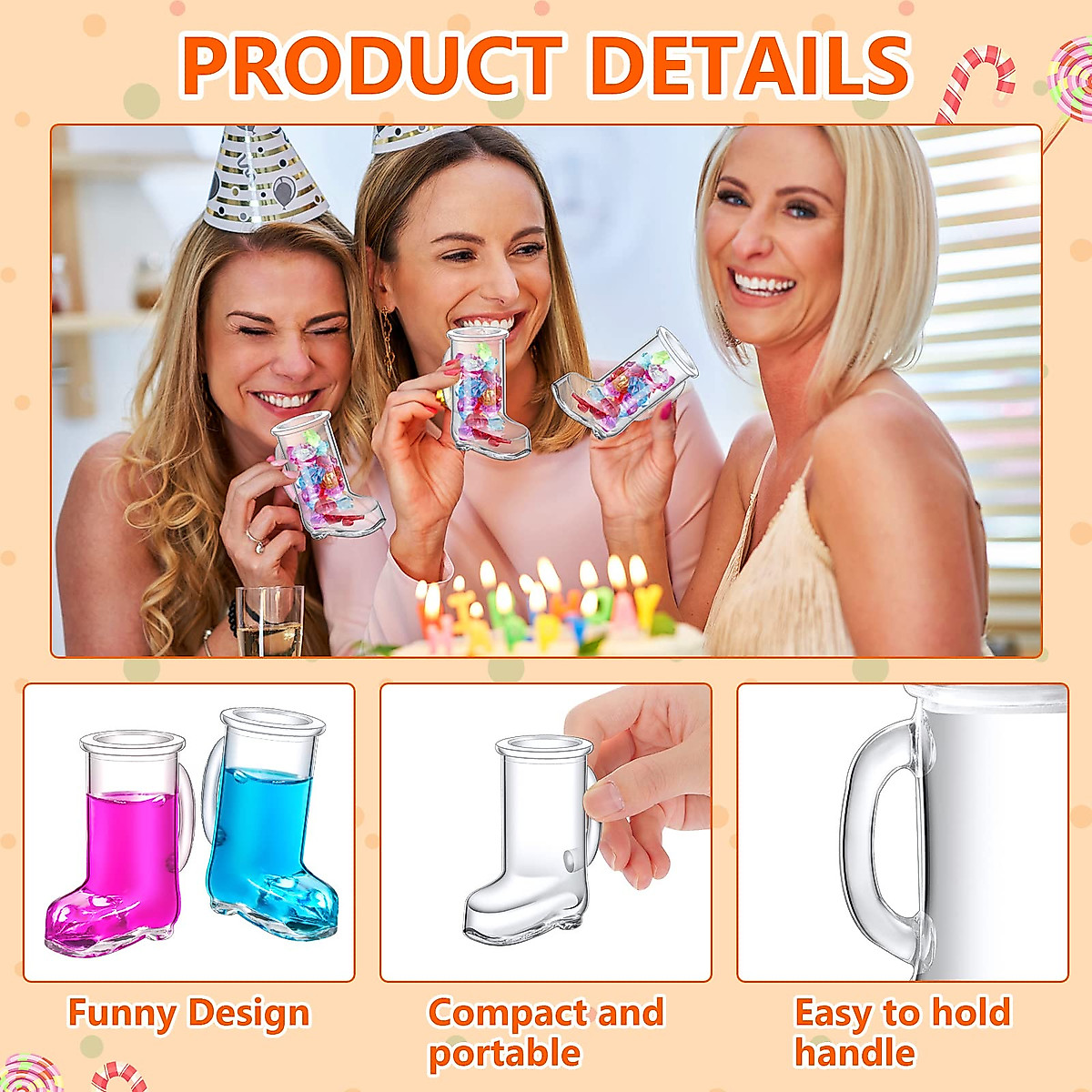 6 Pcs 1.7 oz Cowboy Boot Shot Glass Clear Mini Glass Boot Entertainment Funny Shot Glasses Heavy Base Beer Boot Shoe Drinking Glass Beverage Drinking Glassware for Whiskey Liquor Cowboy Party Decor