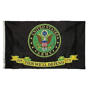 Trade Winds 3x5 U.S. Army Flag This We'll Defend Black Symbol II 150D Poly Flag 3'x5' F1860 Fade Resistant Premium