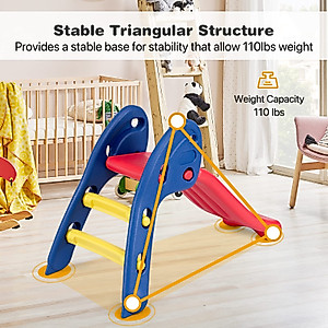 Fireflowery Toddler Slide, ASTM Approved, PE Folding Baby Slide, Freestanding Climber for Indoor, Outdoor, Pool, Ball Pit, Easy Set Up, Kids Slide for Toddlers 1-3, 43.5''L*15.5''W*27.5''H