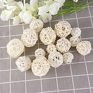 ifundom Wicker Rattan Balls, 15 PCS Decorative Balls Vase Fillers for Home Decor Centerpieces Bowl Orbs Craft Wedding Party Garden Christmas Tree Decoration House Ornaments