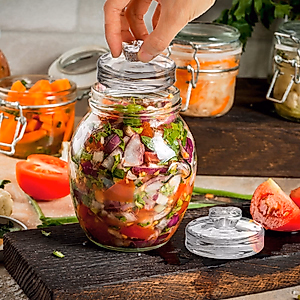 Okllen 9 Pack Glass Fermentation Glass Weights for Large Wide Mouth Mason Jars, Pickling Glass Weight with Easy Grip Handle, Dishwasher Safe