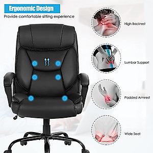 POWERSTONE Big and Tall Office Chair 500lbs PU Leather Ergonomic Massage Office Chairs Wide Seat High Back Adjustable Computer Chair Large Executive Chair Swivel Rolling Chair