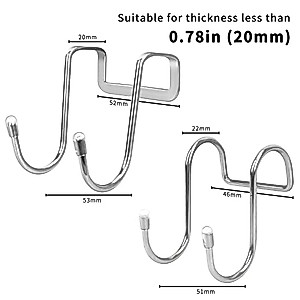 Colorlife Over The Door Hooks 8 Pack S Hooks for Hanging Heavy Duty Metal Organizer Hooks for Living Room, Bedroom, Bathroom, Kitchen Hanging Pots,Pans,Kitchen Utensil,Plants,Cups,Bags,Clothes-Silver