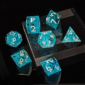 DND Polyhedral Dice Set RUNFNG Resin Sharp Edge D&D Dice 7PCS D+D Transparent RPG Dice for Dungeons and Dragons Accessories, Role Playing Table Game, Warhammer with Metallic Box