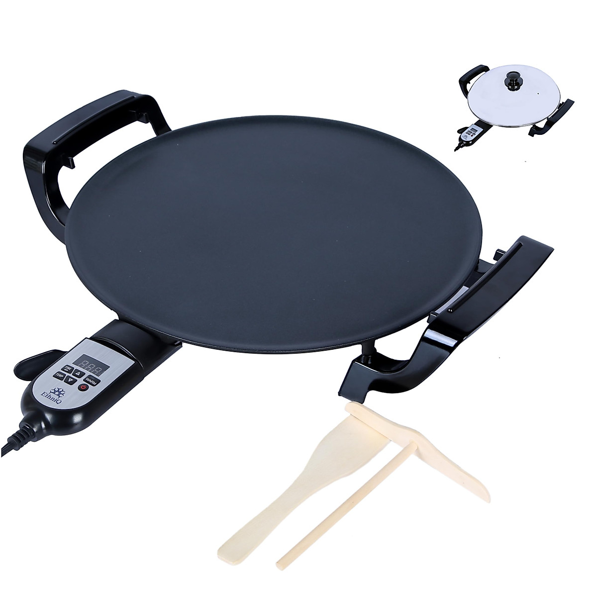 Ethniq 16" Electric Griddle for Ethiopian Injera, Somalian Anjero, Crepe, Lefse, Mogogo, Mitad, Pancake Teff Maker - Adjustable Digital Heat Control - Non-Stackable Surface - Even Heat Distribution