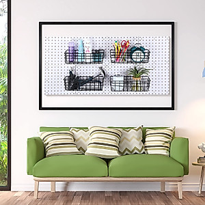 Nuanchu 8 Set Pegboard Wall Mount Display Organizer Kit - Plastic Pegboard Panels for Garage Kitchen Living Room Office No Drilling to Wall, No Drilling Required, 10 x 10 Inch(White)