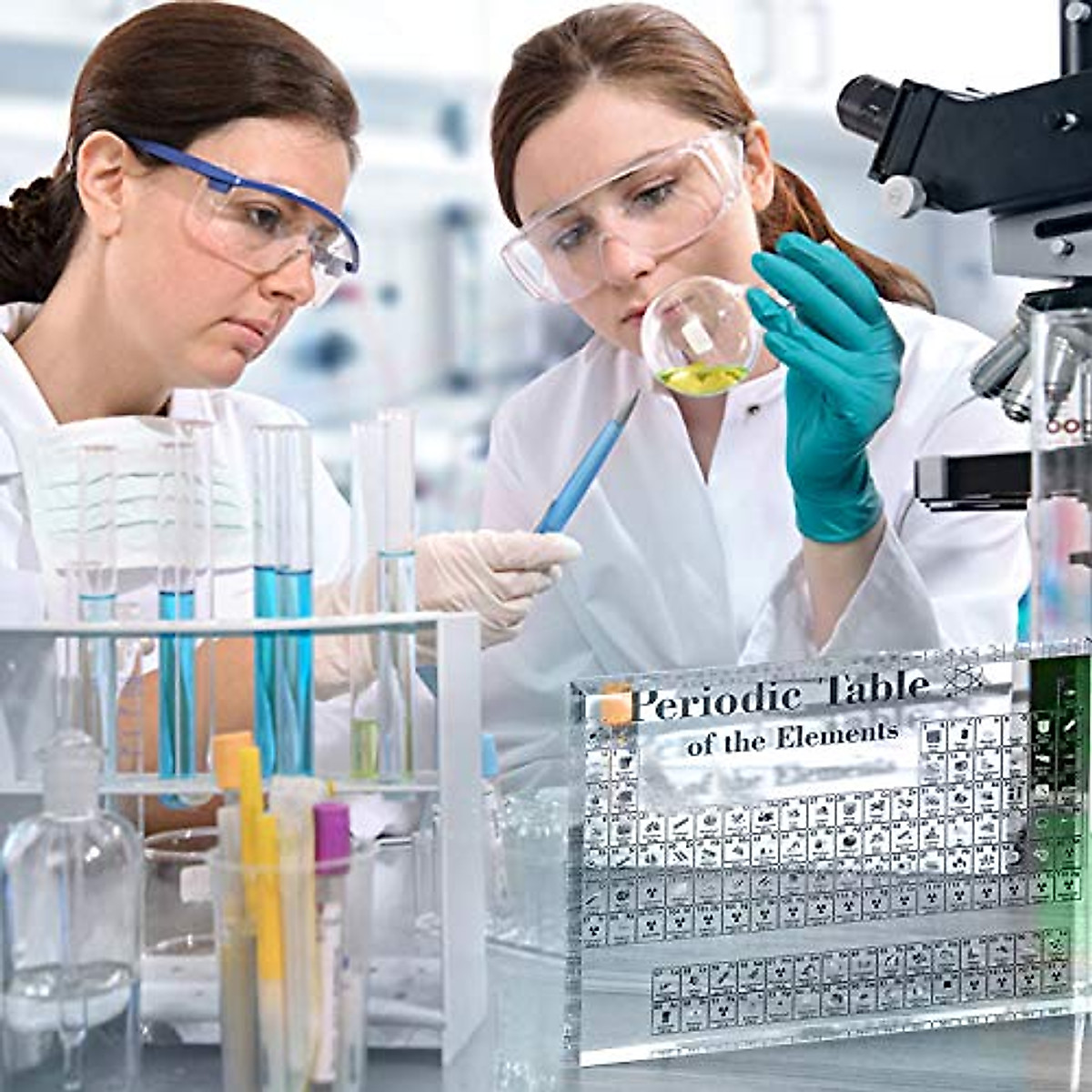 awagas Heritage Periodic Table of Elements, Acrylic Periodic Table Display with Elements, Student Teacher Gifts Crafts Desktop Ornaments Decoration (Embedded Pattern 170x120x24mm)