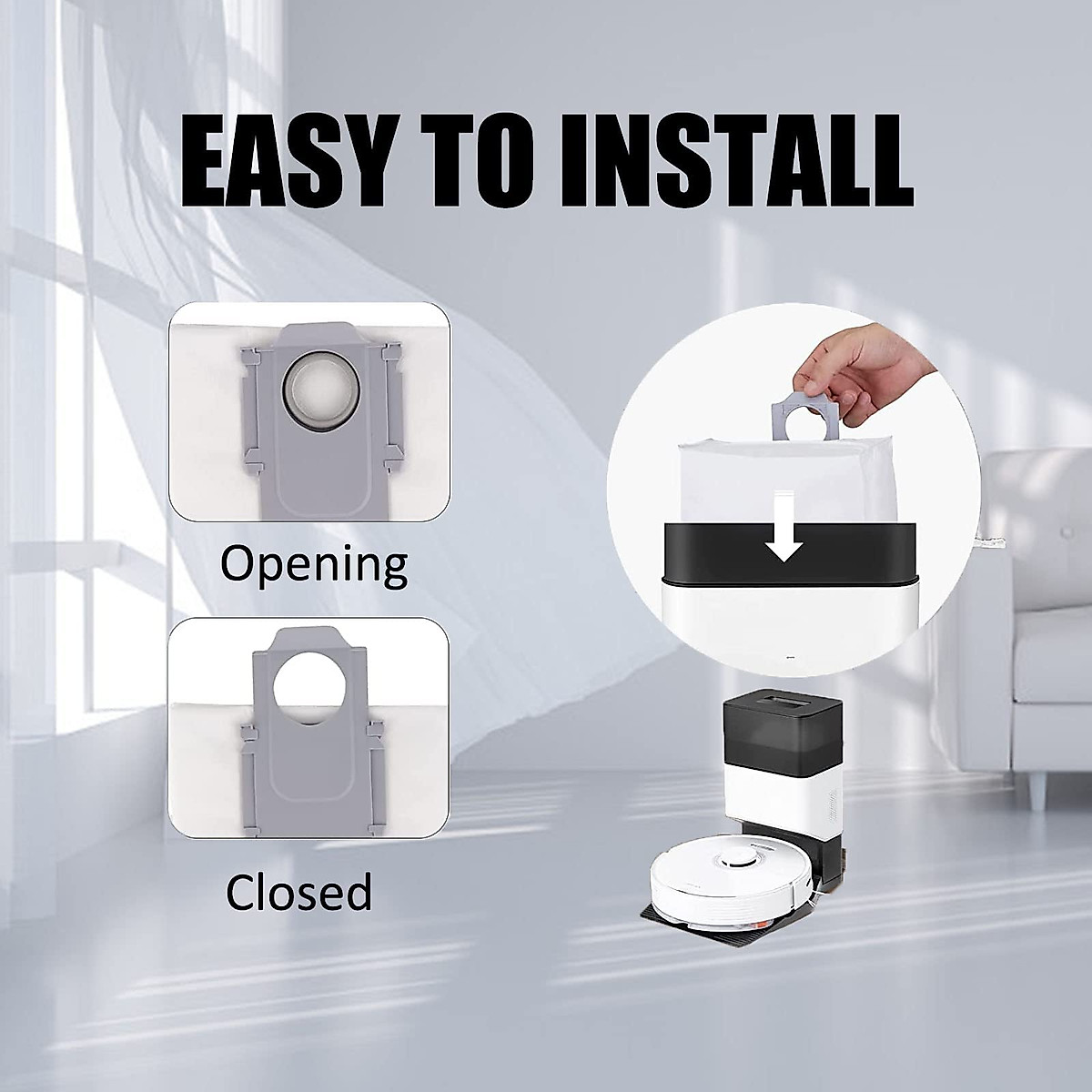 10 Pcs Roborock S7 Maxv Ultra Dust Bags, Roborock Dust Bag Reusable Compatible w/Roborock Q5/Q5+/Q7/Q7+/Q7 Max+/S7 MAXV/T8/G10S/G10SPRO Vacuum Self-Empty Dock, Troborock S7 Pro Ultra Accessories