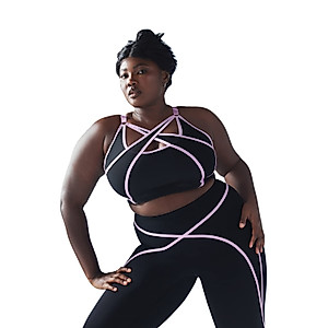 Savage X, Womens, X Mesh Medium-Impact Sports Bra, Black Caviar, XL