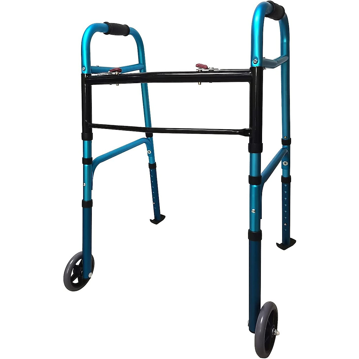 UNLICON- Mobility Heavy Duty Folding Walker for Seniors，Bariatric Walker with 5 Inches Wheels for Seniors Wide Walker Supports up to 300 lbs
