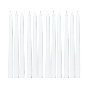 Zest Candle 12-Piece Taper Candles, 10-Inch, White