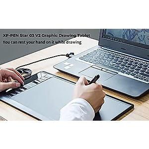 XPPen Star03 V2 Drawing Tablet Graphics Drawing Pen Tablet with 8192 Levels Pen Pressure Battery-Free Stylus Passive Pen Signature Board with 8 Hot Keys (Black)