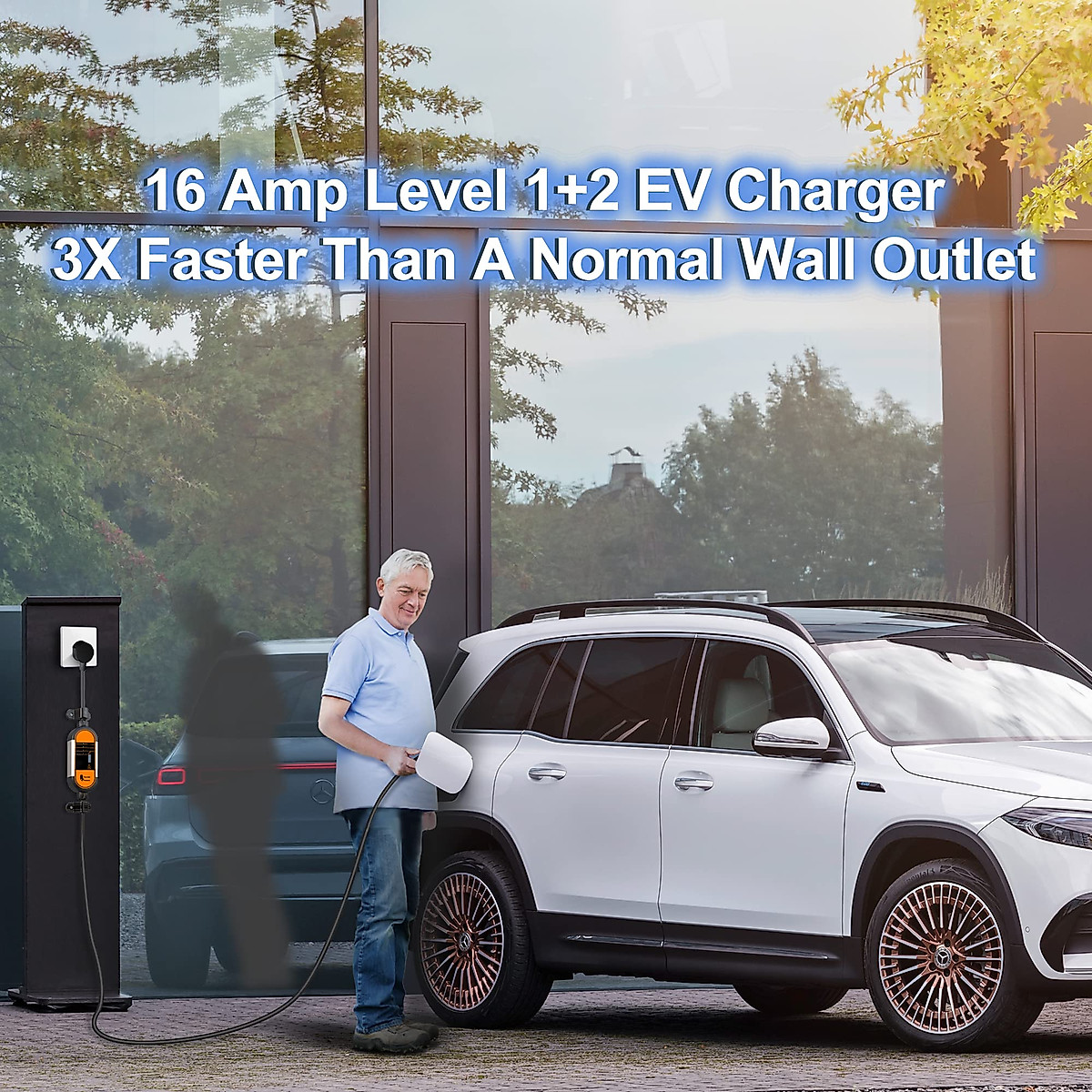 feyree Level 2 EV Charger,110-240V Home Flex Electric Vehicle Charging Stations with 18ft Extension Cord, EV Charger Overheating Protection Level 1-2 EV Charger NEMA 5-15 Adapter