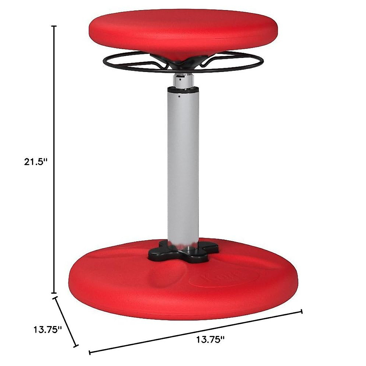 Kore Design Adjustable Height Wobble Chair, Active Sitting Stool for Children, Kids, Teens: Better Than a Balance Ball, Flexible Classroom Seating, Adjusts from 16.5 to 24 inches. Red