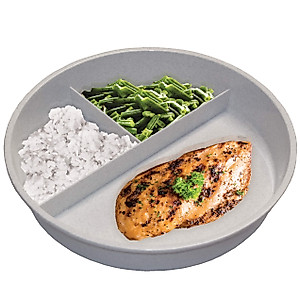 Rehabilitation Advantage High Sided Partitioned Dish with Lid, Gray (Pack of 2)