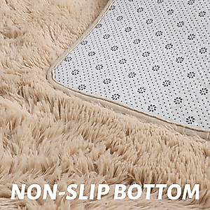 Amangel Ultra Soft Fluffy Shag Rug, Fuzzy Area Rug for Bedroom, 4' x 6', Plush Shaggy Carpet for Living Room, Cute Furry Rugs for Kids Girls Room Baby Nursery Home Decor, Luxury Floor Carpet, Beige