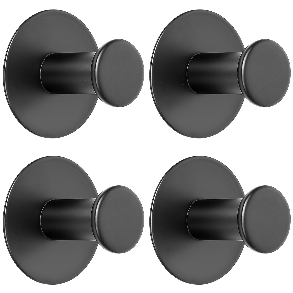SAYAYO Self Adhesive Hooks for Hanging, Coat Hooks Wall Mount Matte Black Towel Hook for Bathrooms, Stick on Hooks SUS304 Stainless Steel, 4pcs