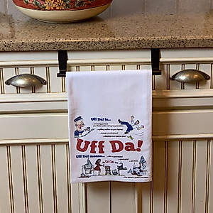 ScandinavianGiftOutlet | Norwegian “Uff Da” 24x24" Decorative Print, Flour Sack Dish Towels, 100% Cotton Flour Sack Kitchen Towels | Unique Gift with Loop for Easy Hanging.