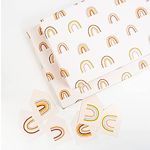 Central 23-6 Wrapping Paper Sheets - Pastel Rainbows - Birthday Gift Wrap for Women Girls Kids - Easter Paper - Baby Shower - Eco and Made in the UK