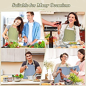 ATROPOS 2 Pack Aprons for Women with Pockets,Waterproof Cooking Aprons for Women,Adjustable Bib Apron Chef Aprons Painting Apron for Kitchen,Cooking,Baking,BBQ,Cleaning,Painting（Green/Blue Stripes）