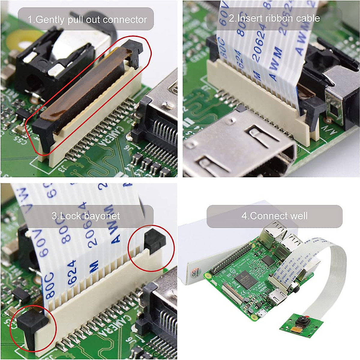 KEYESTUDIO for Raspberry Pi Camera, 5MP 1080p Camera Module with OV5647 Sensor Video Webcam for Raspberry Pi Model A/B/B+, Pi 2, Raspberry Pi 3, 3B+, Pi 4B Ras Pi 4 Zero W Camera with Flex Cable